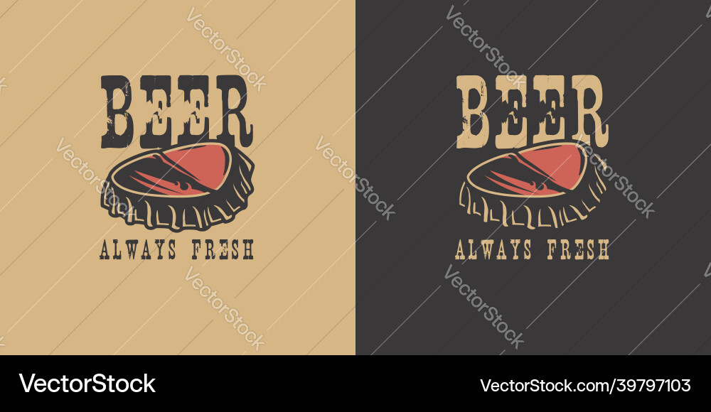 Beer cap for bar brew print with cork from bottle Vector Image