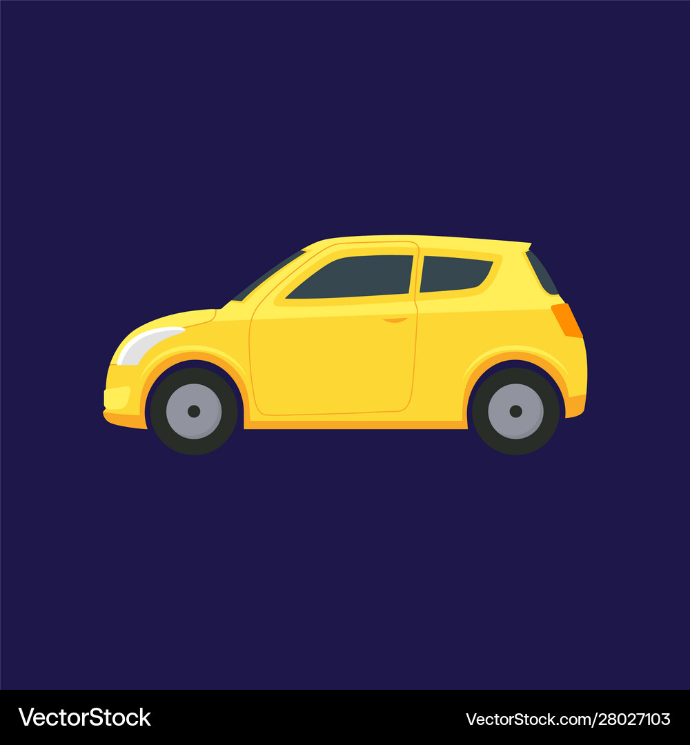 Cartoon yellow car on a blue Royalty Free Vector Image