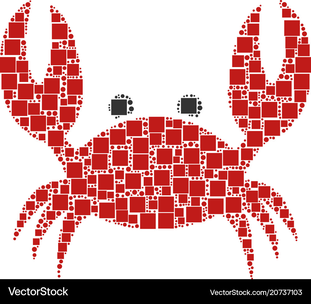 Crab collage of squares and circles Royalty Free Vector