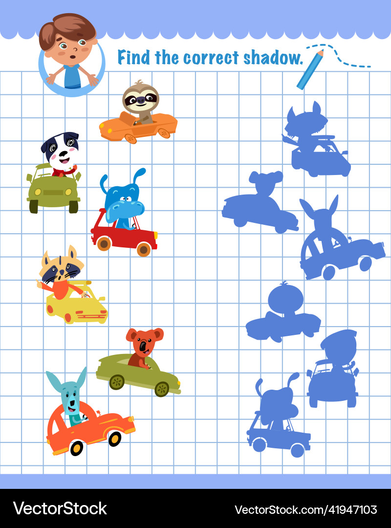 Find the correct shadow connect pictures game Vector Image