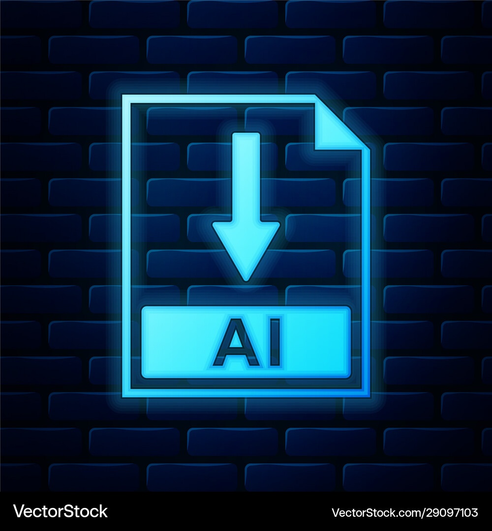 Glowing neon ai file document icon download ai Vector Image