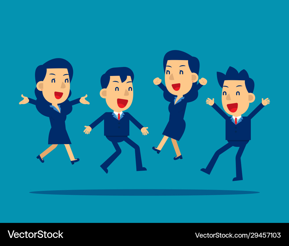 Happy office workers jumping up concept business Vector Image