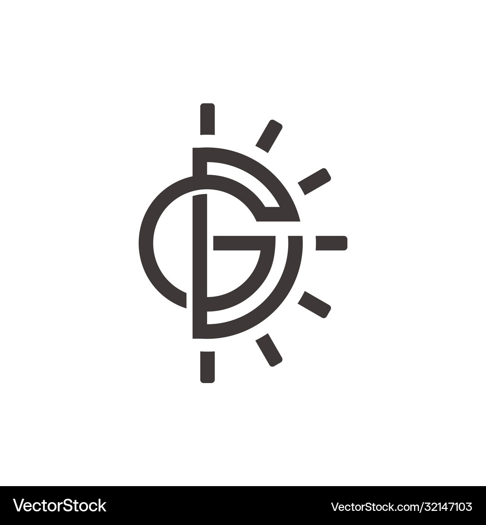 Letter gd shine sun design symbol logo Royalty Free Vector