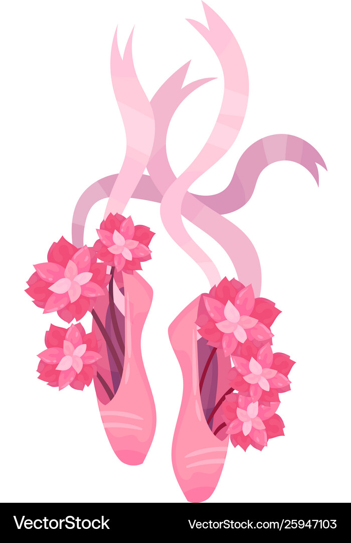 Pointe shoes on satin ribbon Royalty Free Vector Image