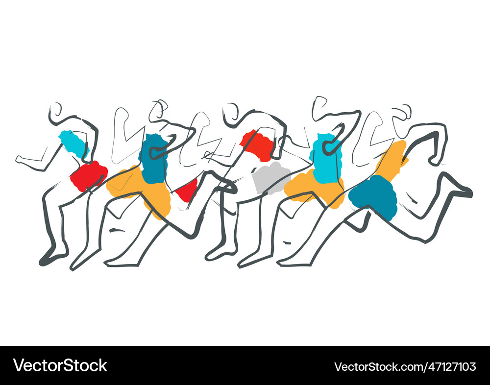 Running race marathon jogging cartoon Royalty Free Vector