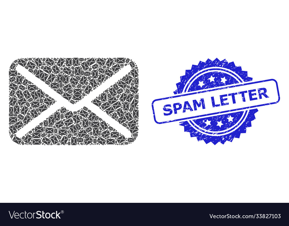 Scratched spam letter seal stamp and recursion Vector Image Scratched spam letter seal stamp and recursion Vector Image
