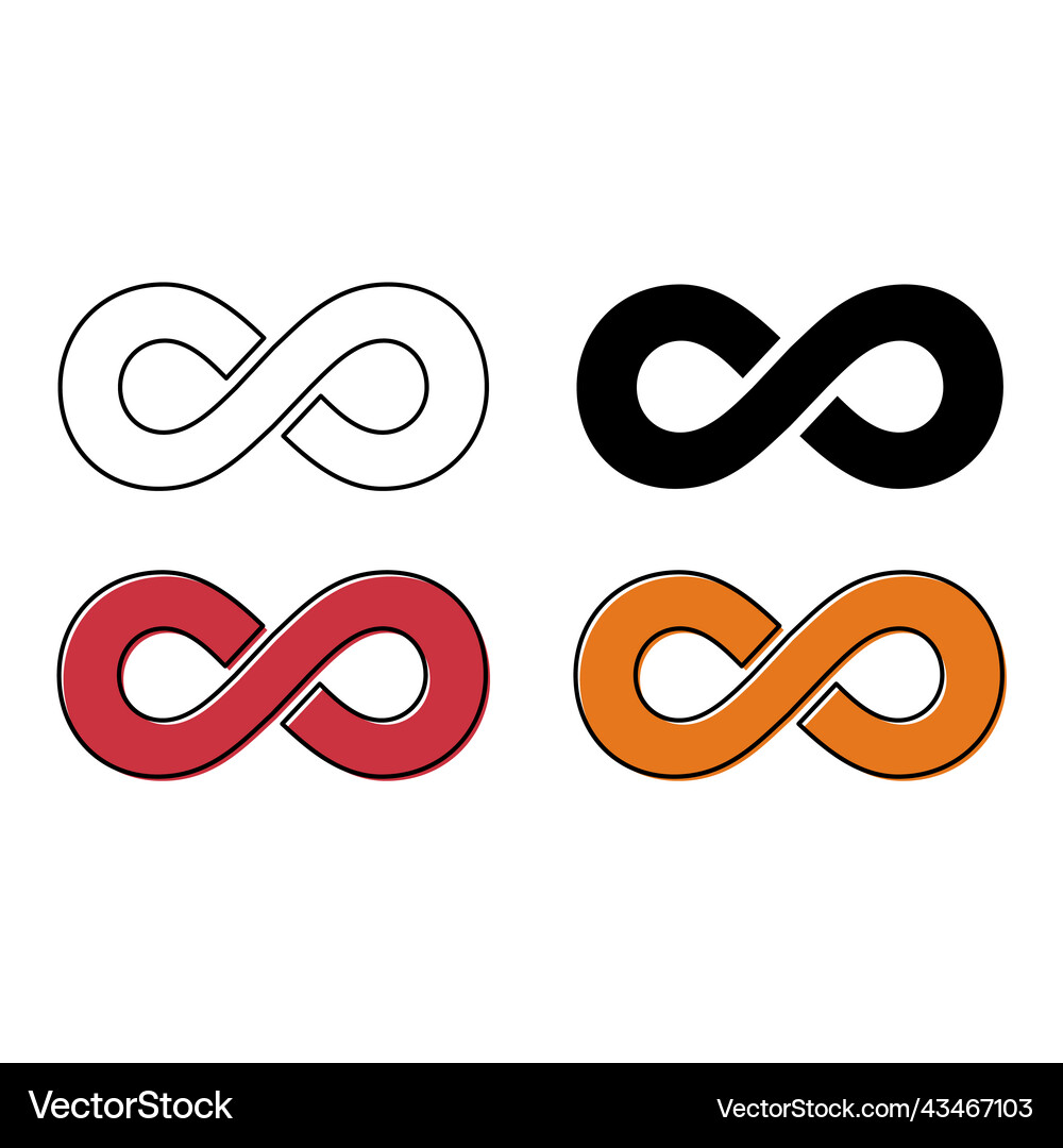 Set of infinity geometric icon mathematical Vector Image