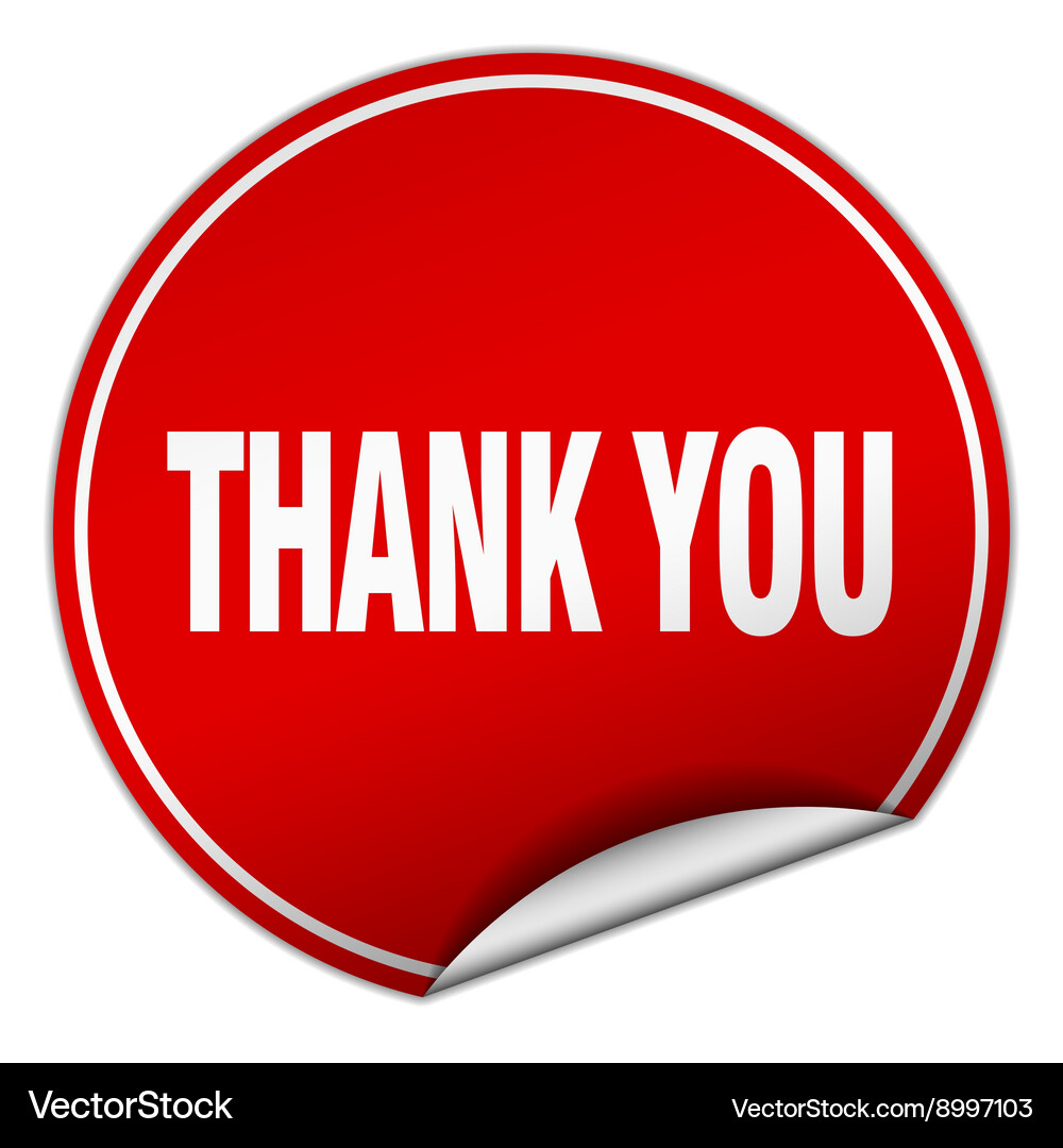 Thank you round red sticker isolated on white Vector Image