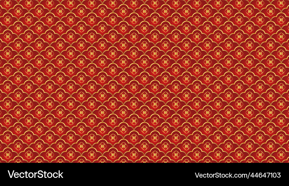 Traditional chinese pattern red golden asian Vector Image