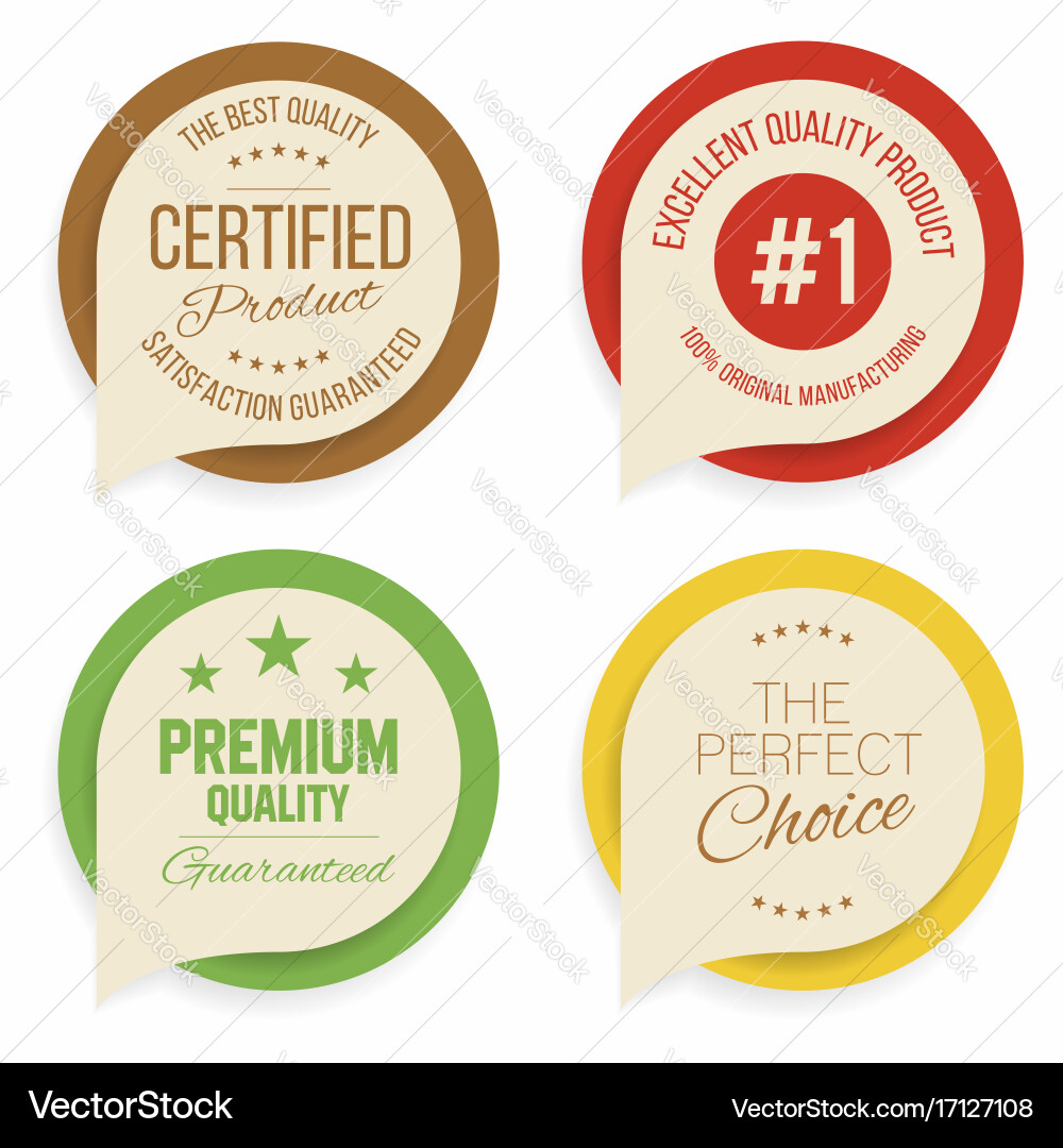 Badges and labels collection quality assurance Vector Image