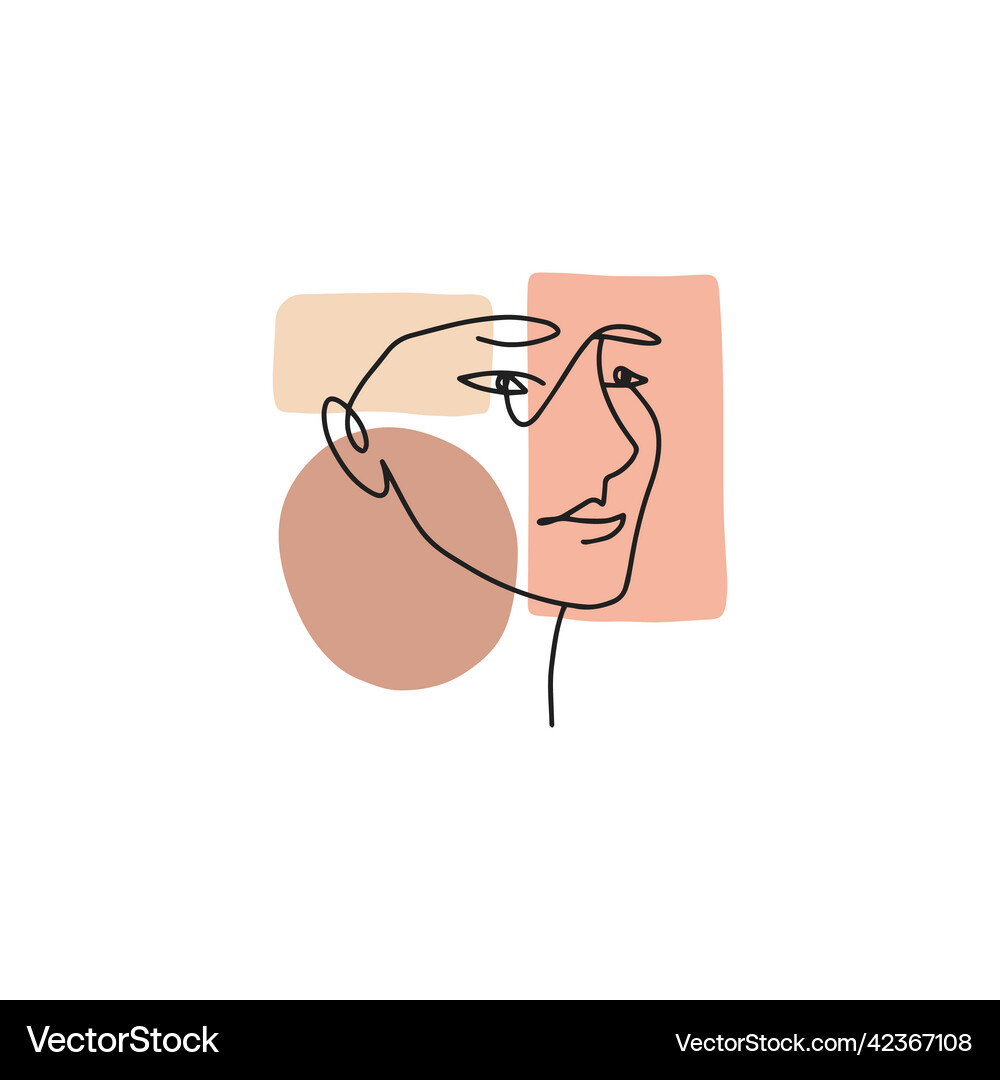 Continuous line woman face in lineart boho style Vector Image
