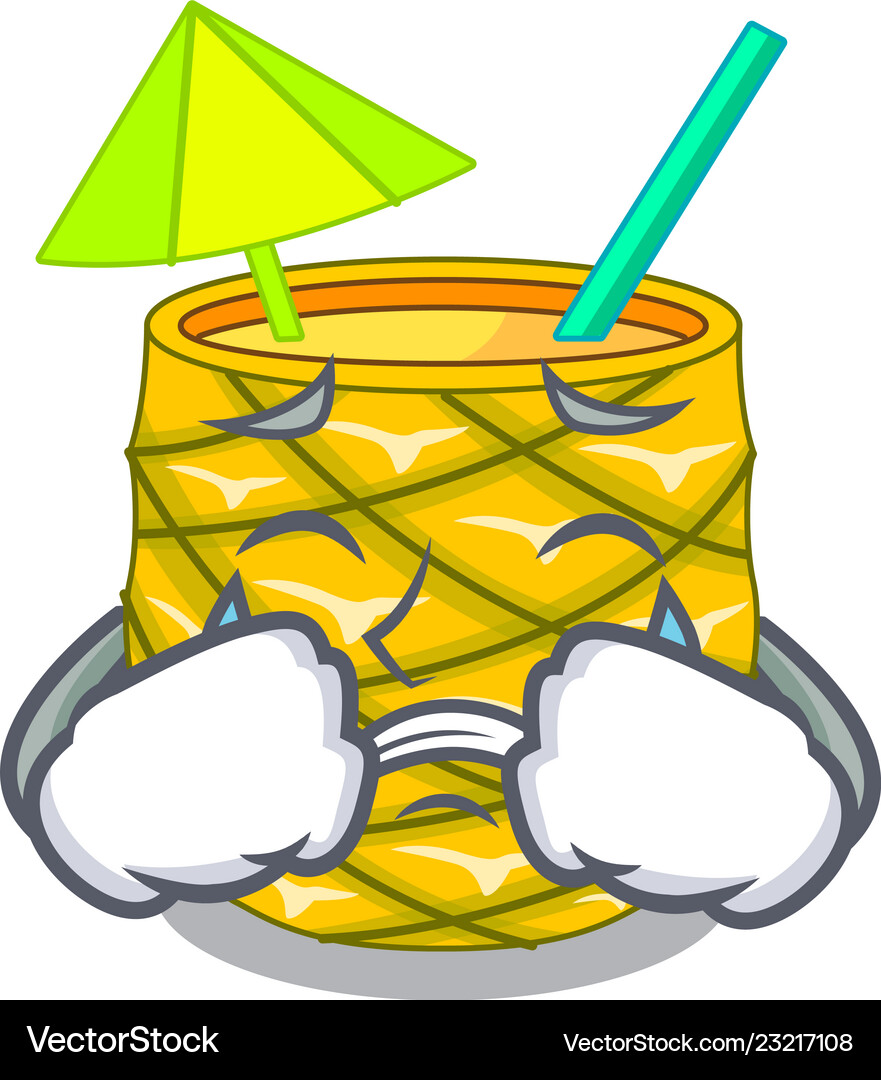 Crying pineapple fruit juice on character drink Vector Image