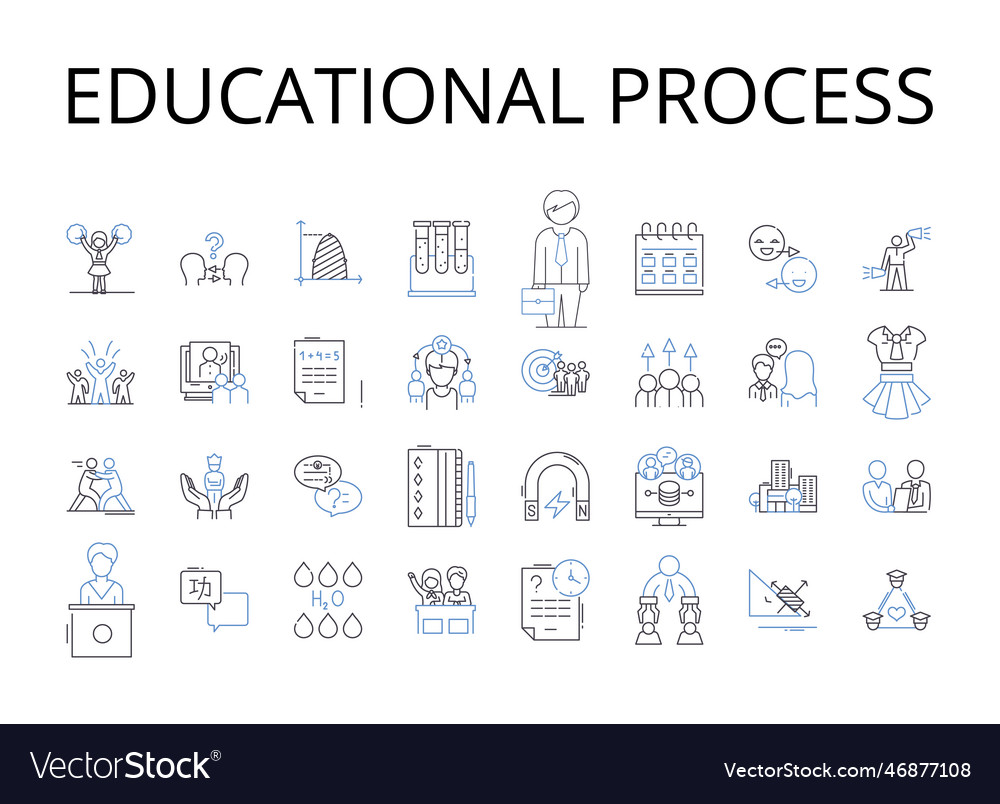 Educational process line icons collection Vector Image
