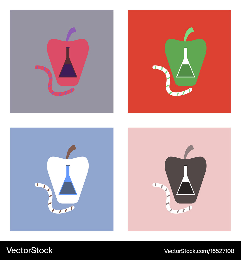Flat icon design collection test-tube in apple Vector Image