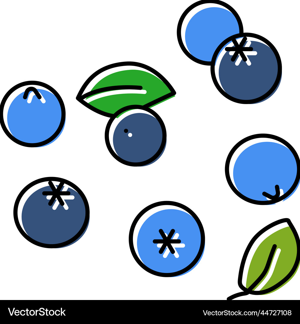 Fresh blueberry berry color icon Royalty Free Vector Image
