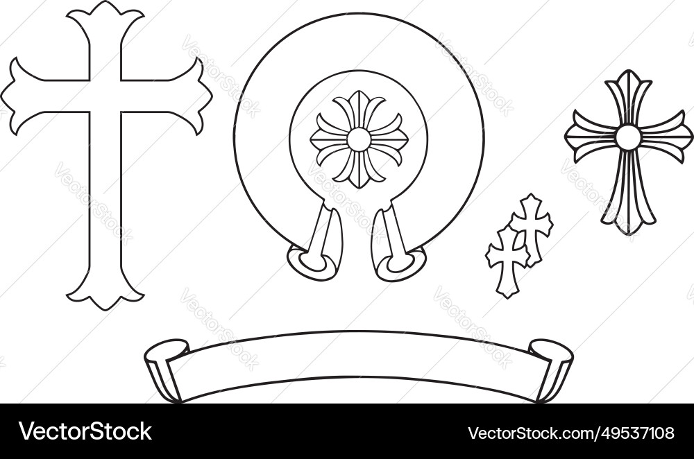 Gothic chrome hearts celtic graphic elements Vector Image