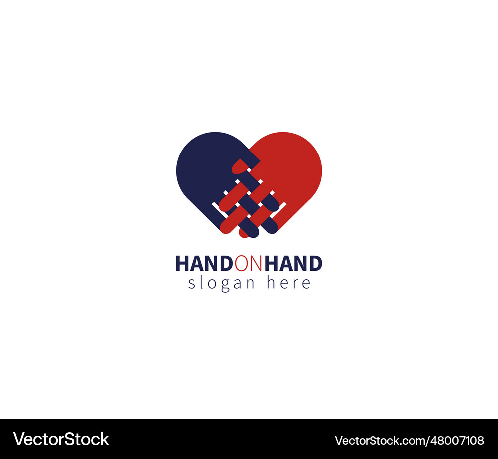 Hand on love handshaking together logo Royalty Free Vector