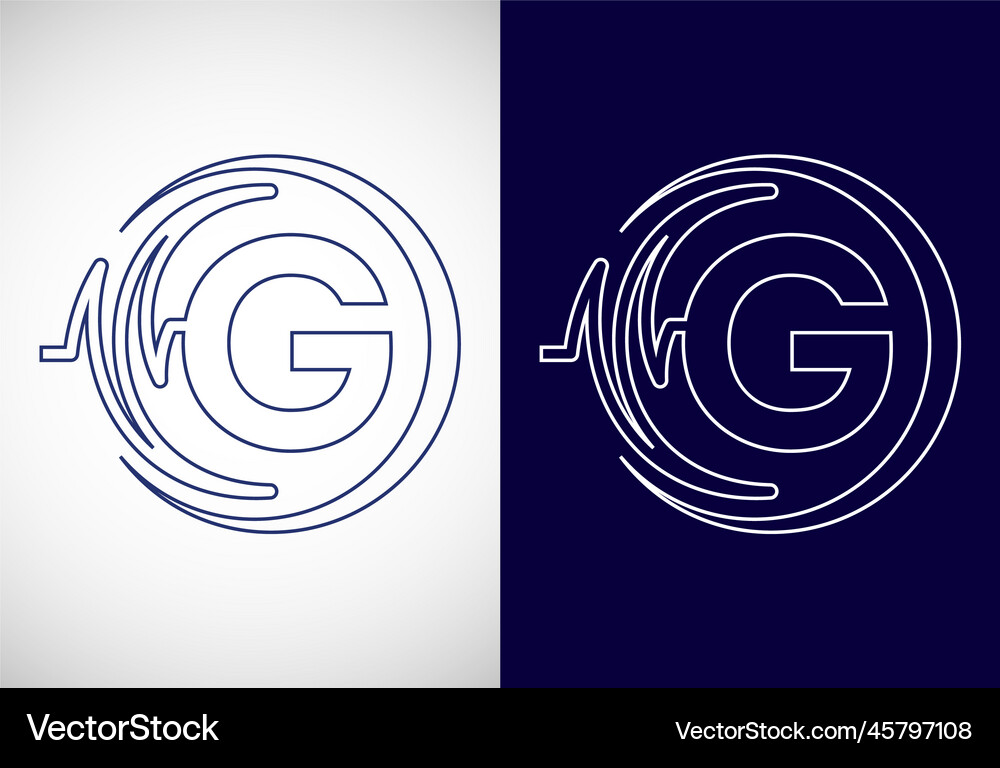 Initial g alphabet with health pulse line art Vector Image
