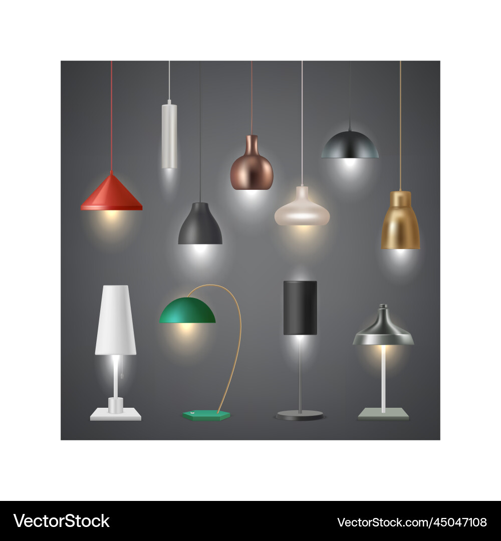 Interior lamps modern item for area illumination Vector Image
