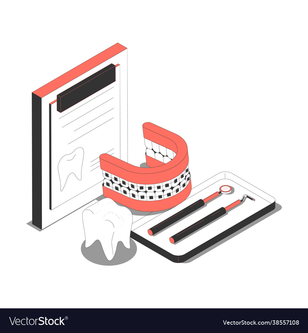 Isometric dentistry composition Royalty Free Vector Image