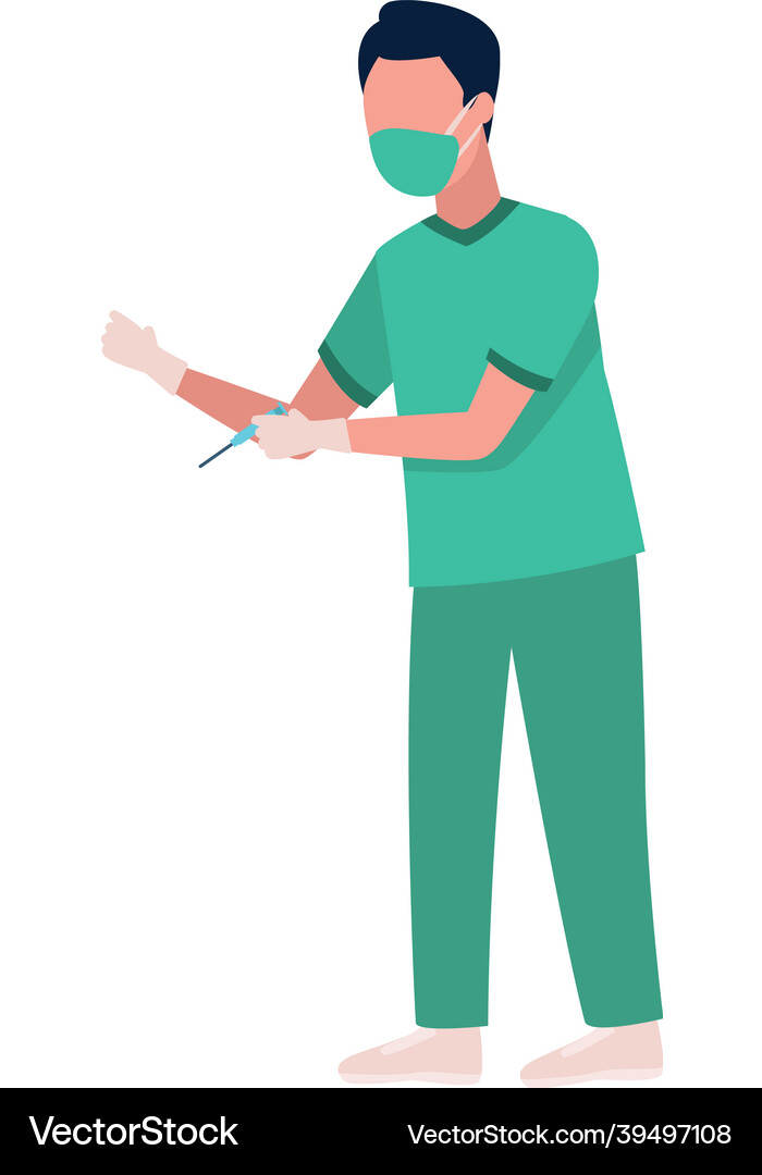 Male doctor with syringe Royalty Free Vector Image