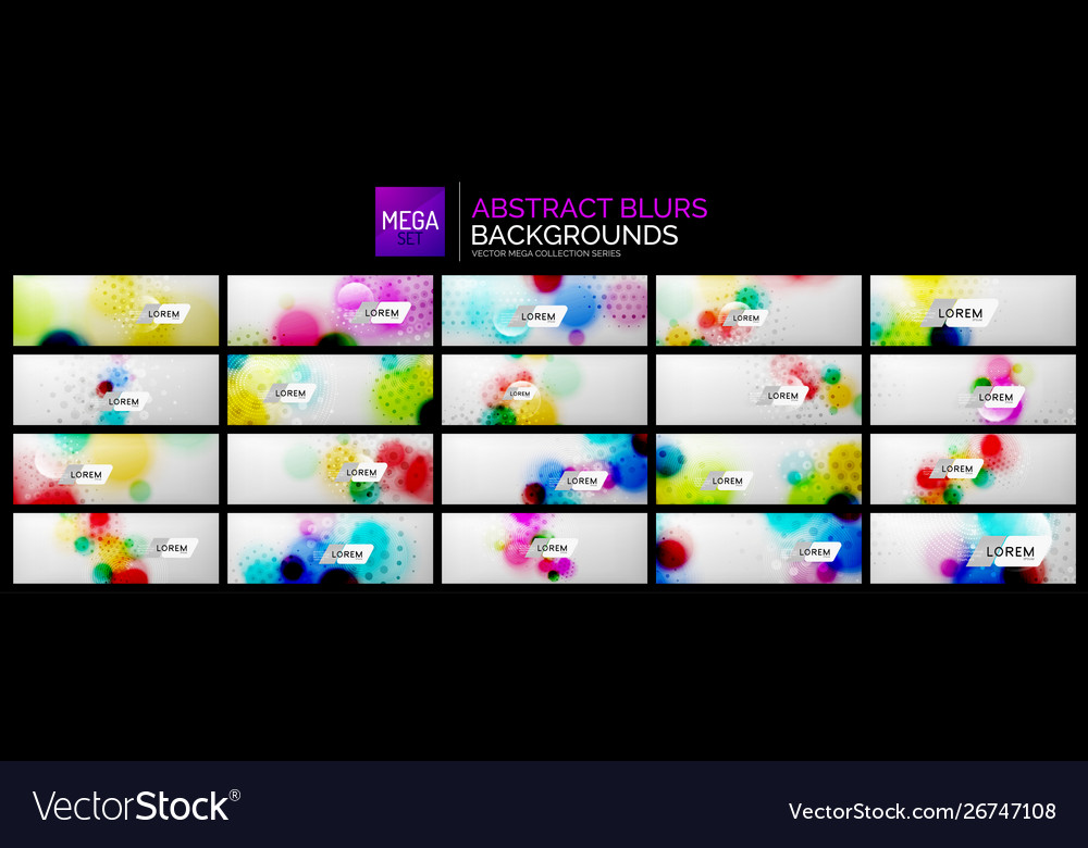 Mega set abstract color blur spots backgrounds Vector Image