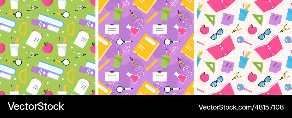 Set of happy teacher seamless pattern design Vector Image