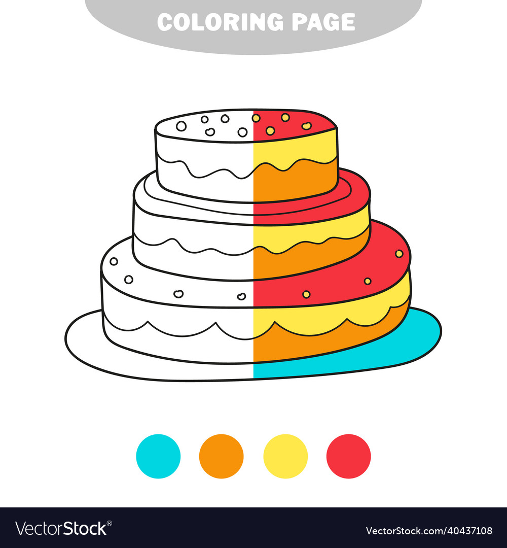 Simple Cake Coloring Pages Easy 4th Birthday Cake Coloring Page