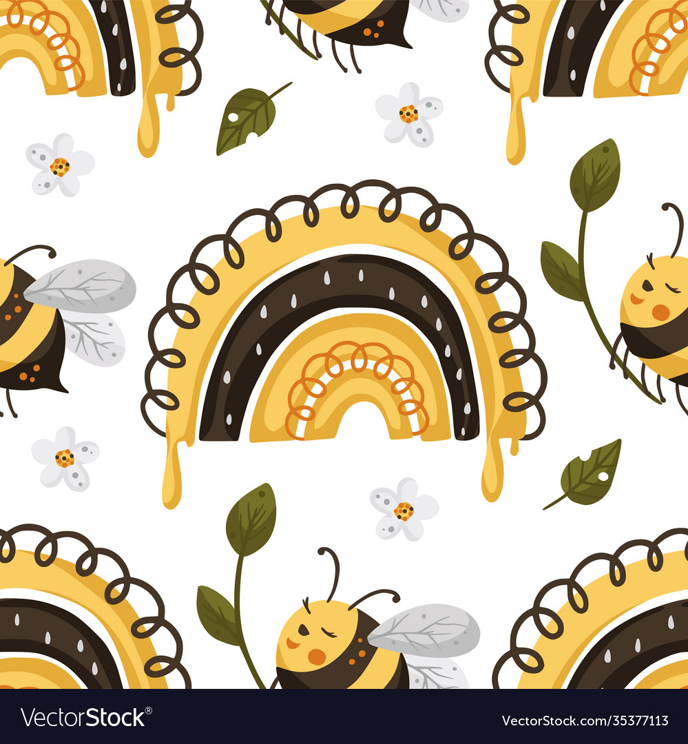 Bee seamless pattern Royalty Free Vector Image
