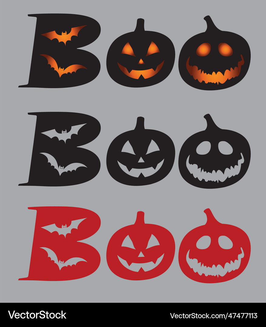 Boo design with bat and pumpkin halloween Vector Image