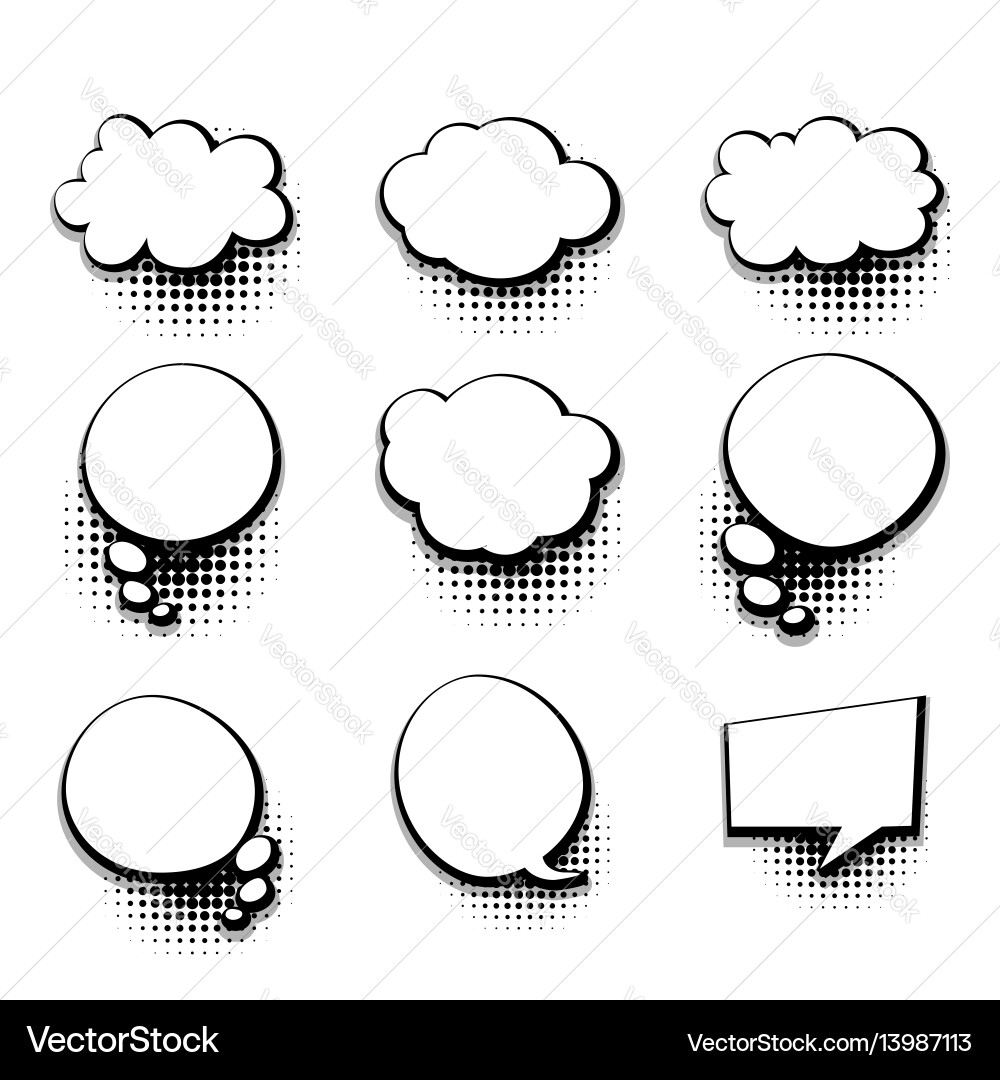 Collection blank template comic text speech bubble