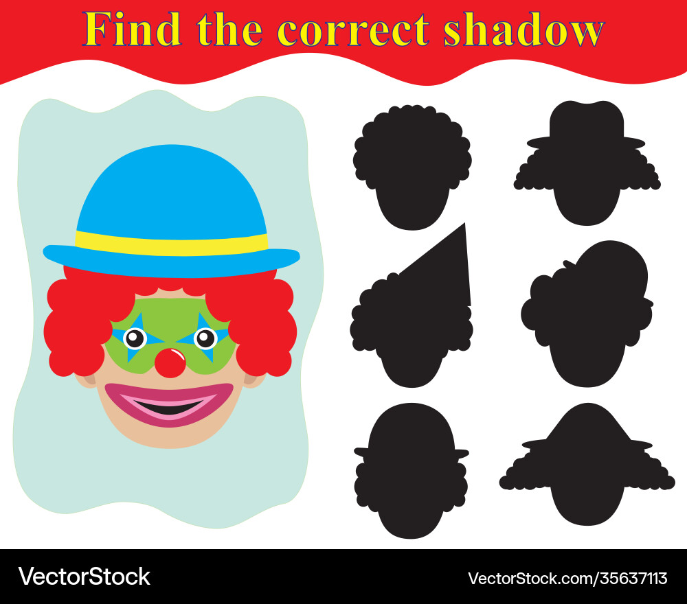 Game for preschool children find shadow Royalty Free Vector
