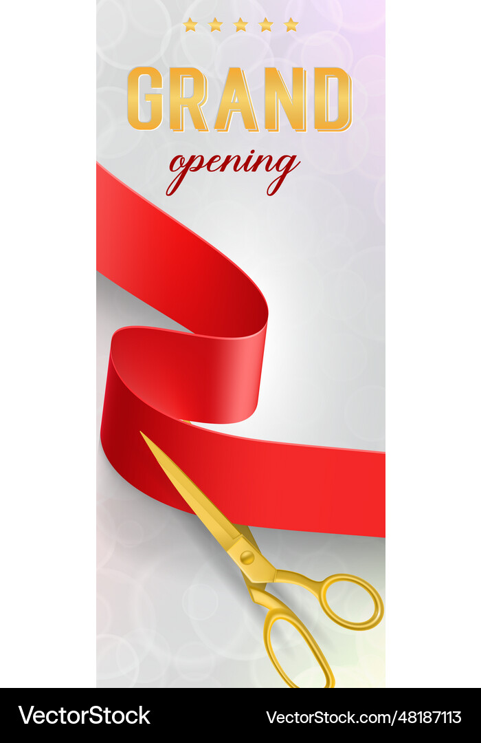 Grand opening lettering and five stars Royalty Free Vector