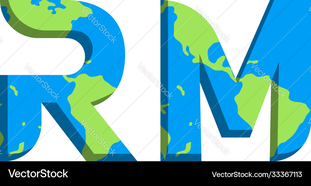 Initial rm logo design with world map style Vector Image