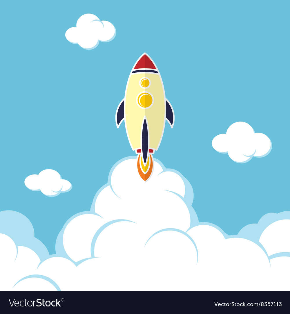 Rocket ship launch Royalty Free Vector Image - VectorStock