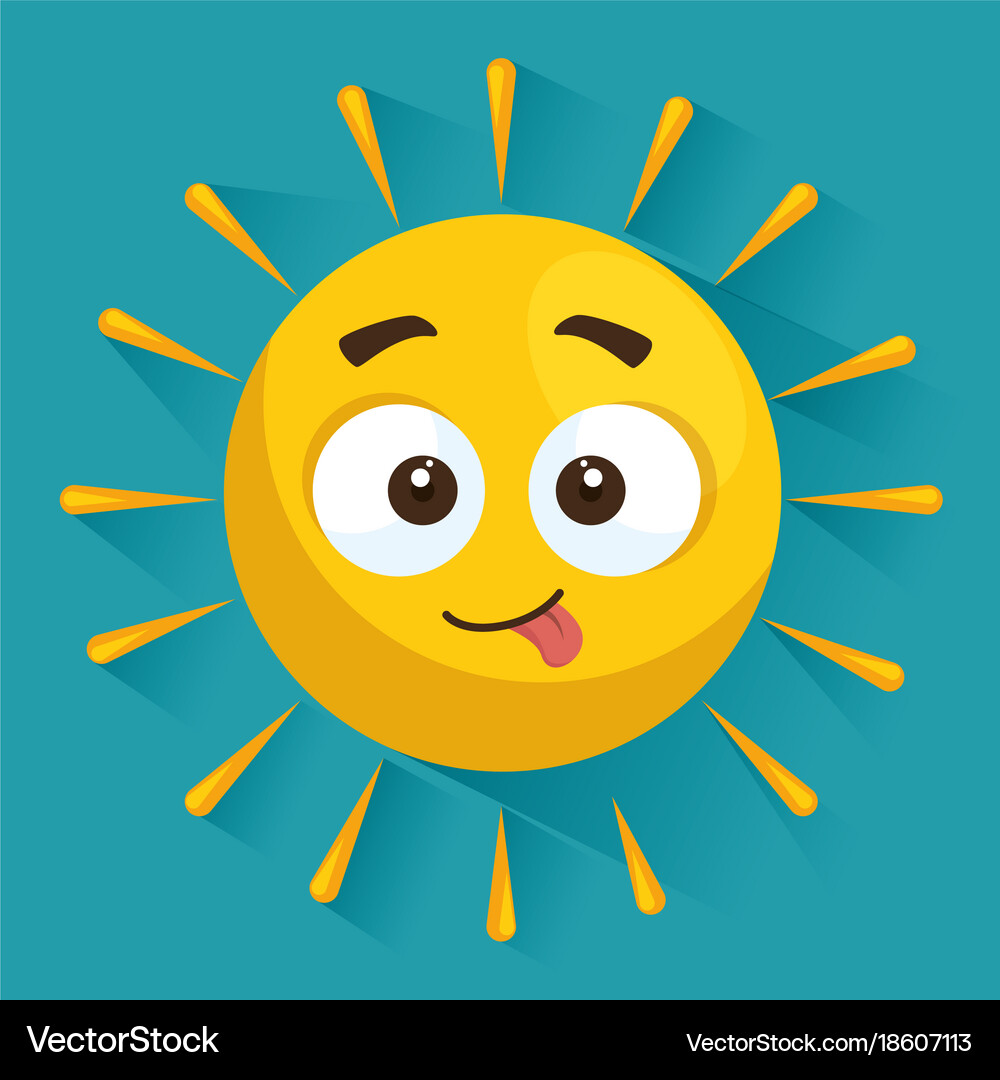 Summer sun face cartoon Royalty Free Vector Image