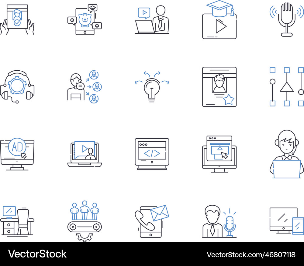 Audio innovations line icons collection echo Vector Image