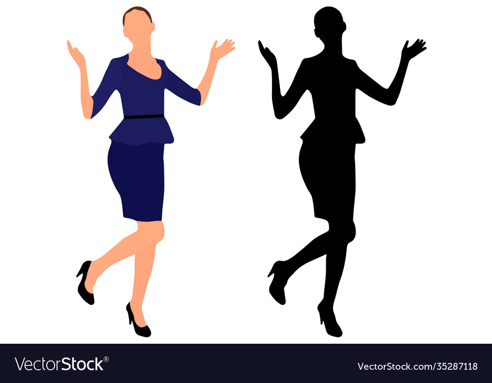Businesswoman spread hands silhouette Royalty Free Vector