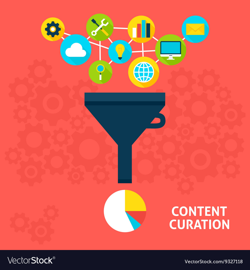 Content Curation Flat Concept Royalty Free Vector Image