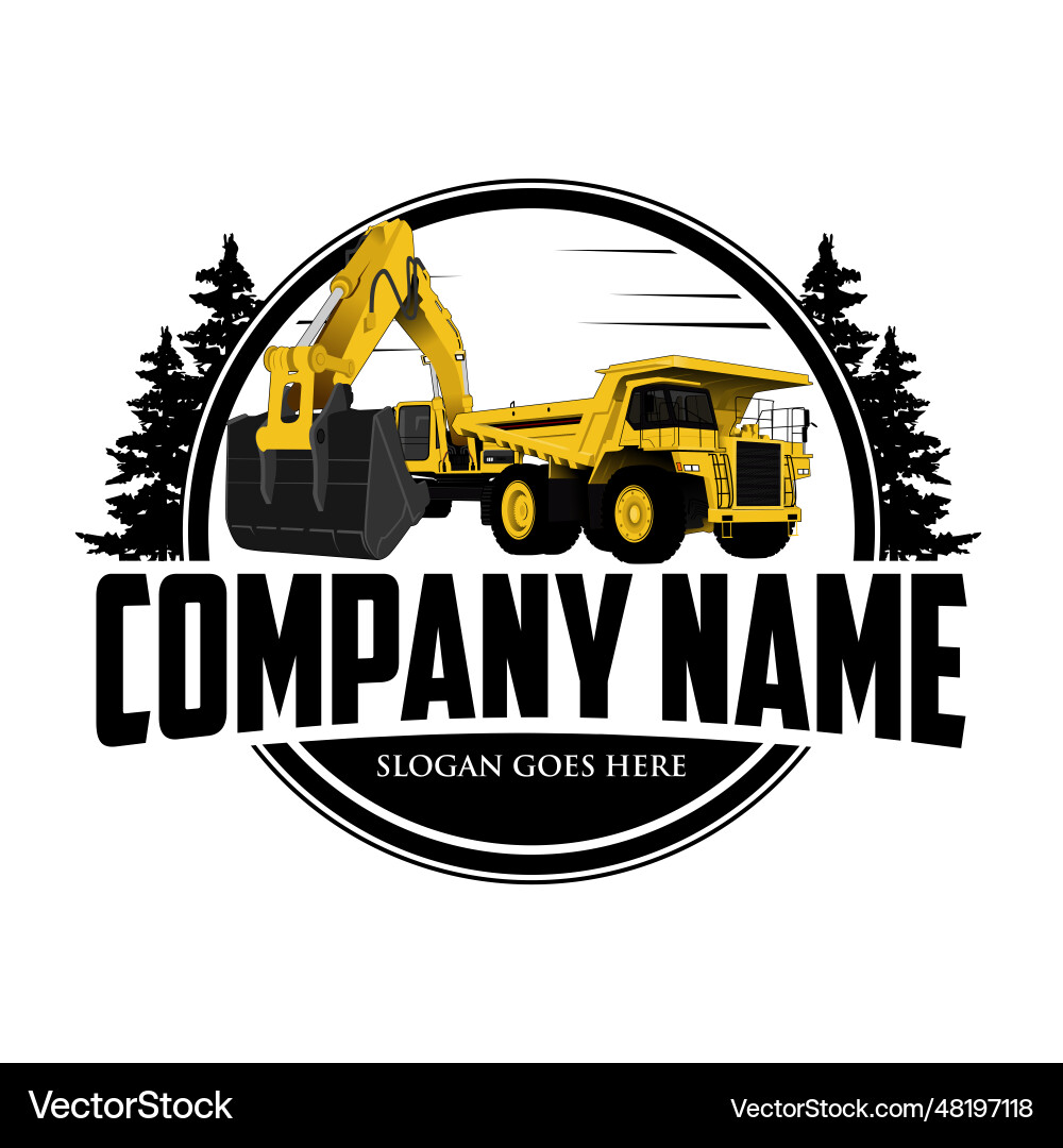 Heavy equipment logo design for housing Royalty Free Vector