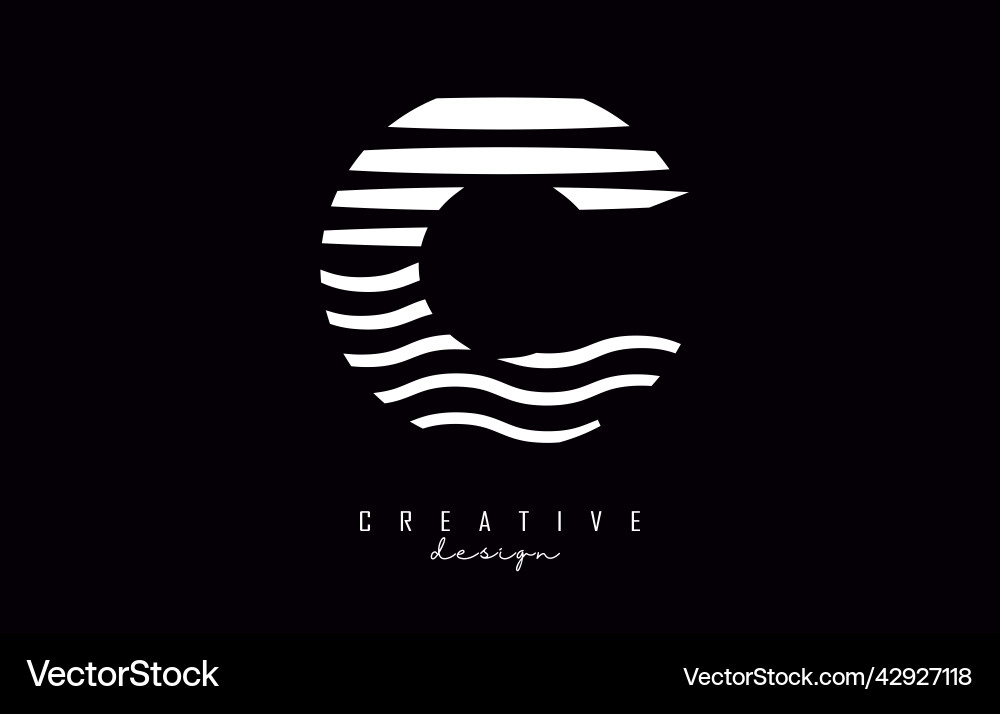 Letter c logo design with white lines with wavy Vector Image