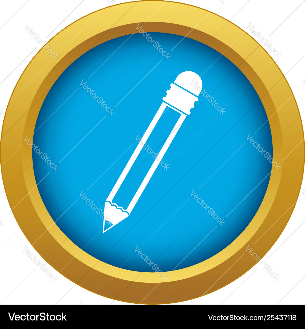 Pencil with eraser icon blue isolated Royalty Free Vector