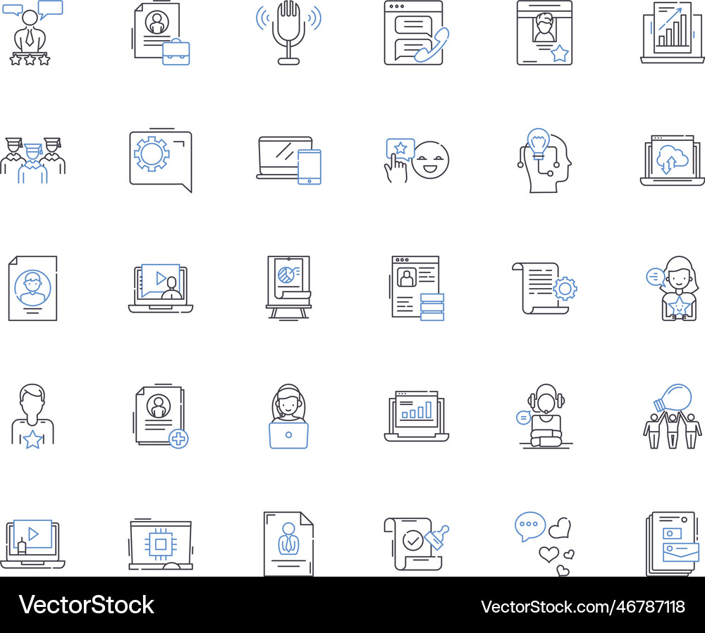 Reportage style line icons collection documentary Vector Image