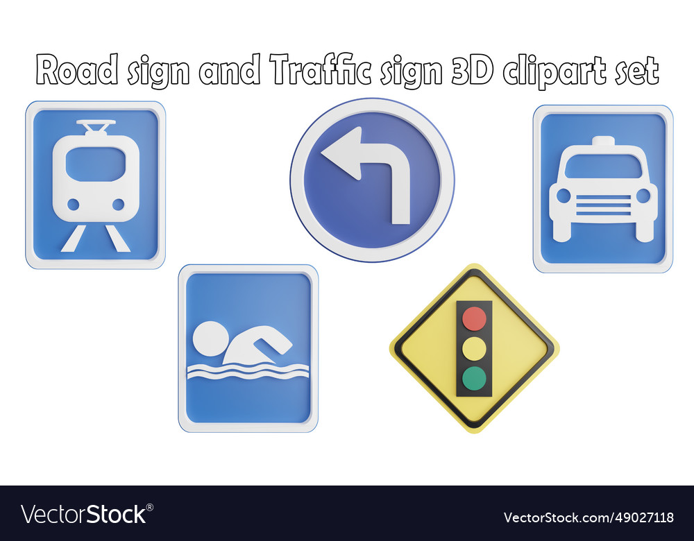 Road sign and traffic sign clipart element Vector Image