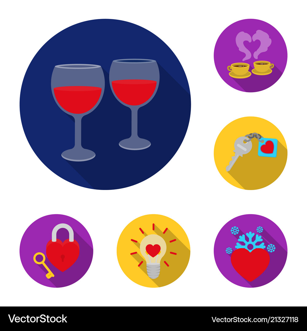 Romantic relationship flat icons in set collection