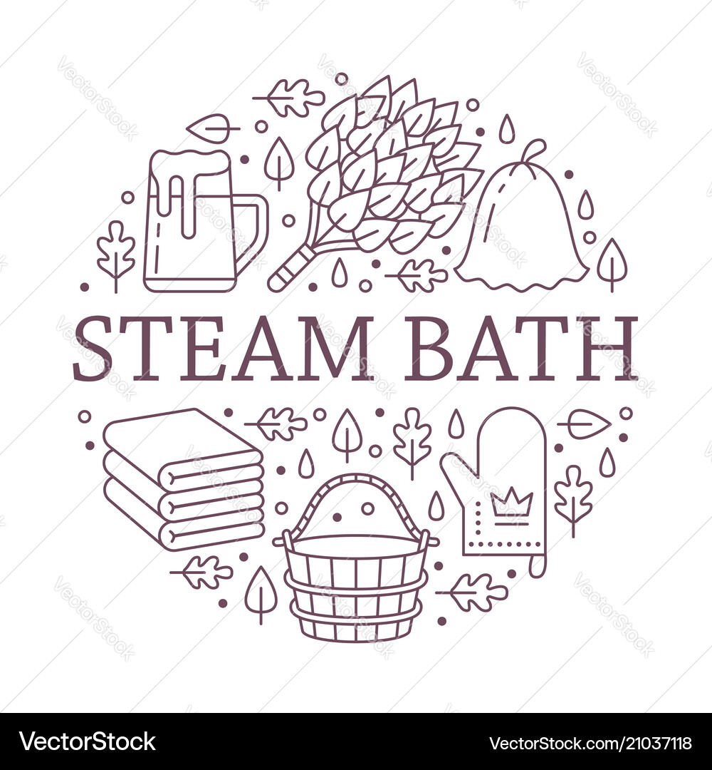 Sauna steam bath room banner Royalty Free Vector Image