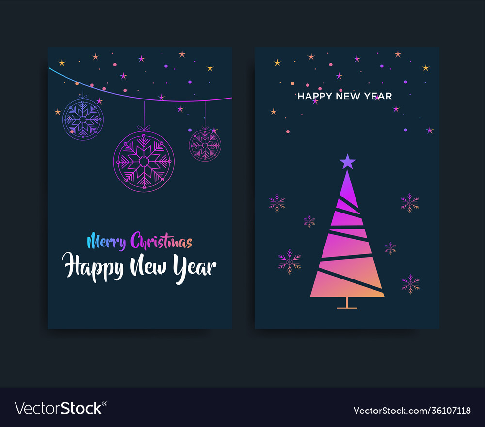 Set card merry christmas and happy new year Vector Image