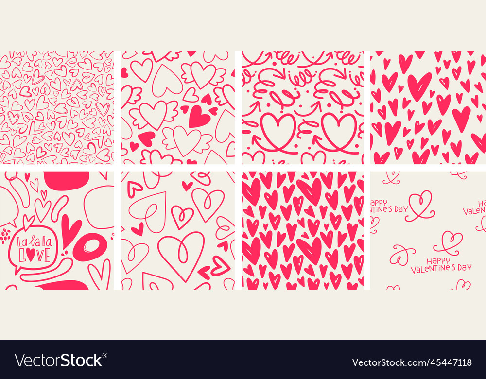 Set of 8 elegant seamless patterns with hand Vector Image