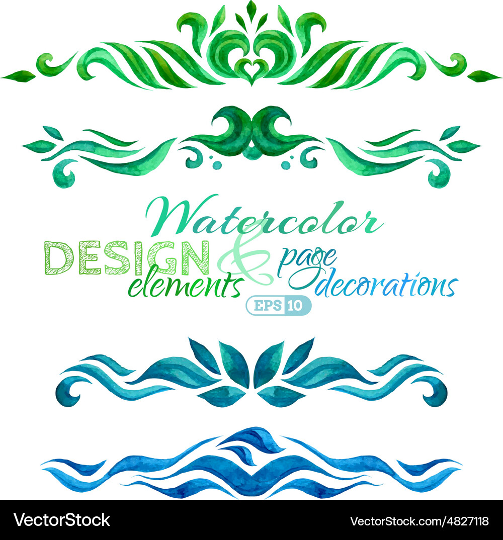 Set of watercolor design elements Royalty Free Vector Image