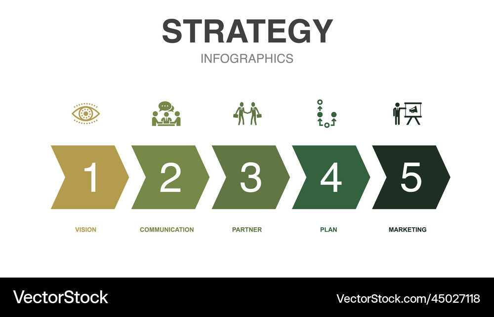 Strategy icons infographic design template Vector Image